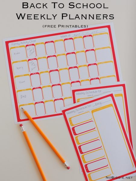 Back to School weekly planners (free printables)