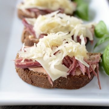Mini open faced Reuben Sandwiches
