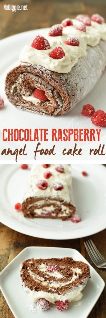 Chocolate Raspberry Angel Food Cake Roll | NoBiggie