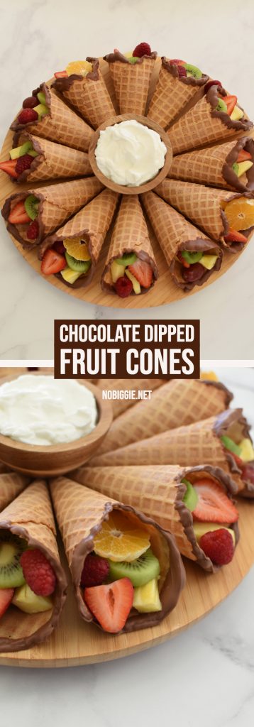 Chocolate Dipped Fruit Filled Cones | NoBiggie